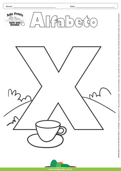 Desenho para Colorir – Alfabeto - Letra X - Aula Pronta