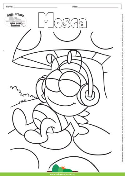 Desenho para Colorir – Animais - Mosca - Aula Pronta