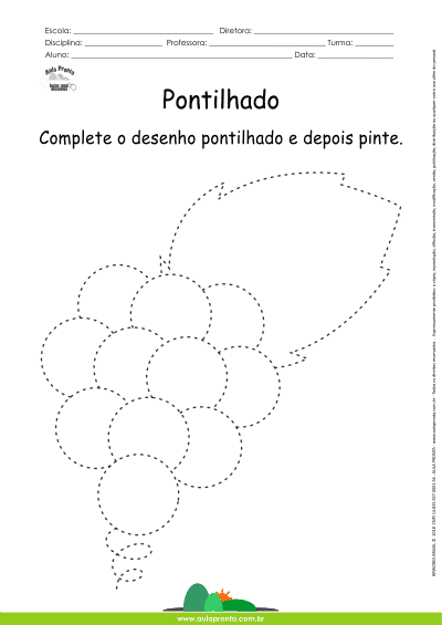 Desenho para Colorir – Pontilhado – Uva - Aula Pronta